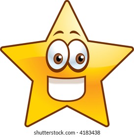 Star Cartoon Character Happy Face Expression Stock Vector (Royalty Free ...