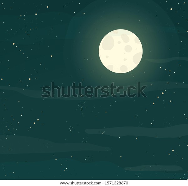 Starry Sky Moon Background Moonlight Stars Stock Illustration ...