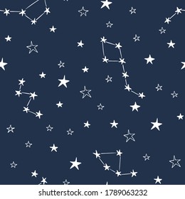 Stars Constellations Seamless Pattern Design Handdrawn Stock ...
