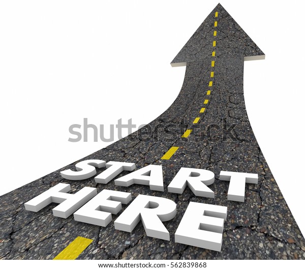 Start Here Beginning Line Road Words Stock Illustration 562839868
