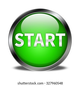 Start Icon On Glossy Green Round Stock Illustration 108151274