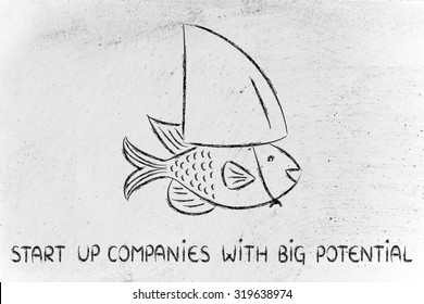 Startup Big Potential Small Fish Pretending Stock Illustration ...