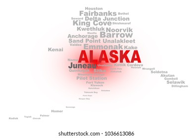 State Map Shape Text Alaska Names Stock Illustration 1036613086 ...