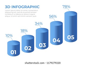 Statistics 3d Graph Bar Chart Infographic: ilustrações stock 1179279220 ...