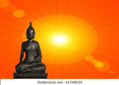 Statue Buddha Sun Rays Background Stock Illustration 617248154 ...