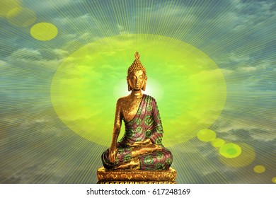 Statue Buddha Sun Rays Background 스톡 일러스트 617248169 | Shutterstock