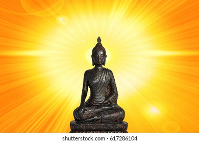 Statue Buddha Sun Rays Background 스톡 일러스트 617286104 | Shutterstock
