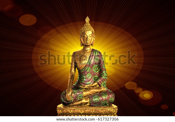 Statue Buddha Sun Rays Background Stock Illustration 617327306 ...