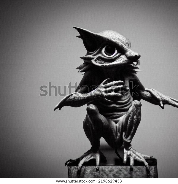 Statue Gremlin Looking Right Ambient Lighting Stock Illustration ...