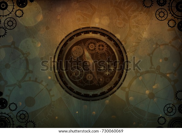 Steampunk Background Compass Cogs Gears On Stock Illustration 730060069 ...
