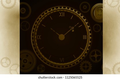 Steampunk Clock On Background Cogs Gears Stock Illustration 1125065525 ...