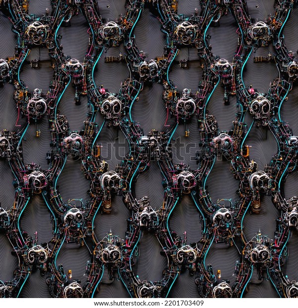 Steampunk Dieselpunk Seamless Pattern Od Wires Stock Illustration ...