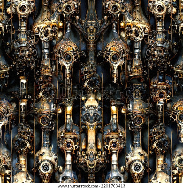 Steampunk Dieselpunk Seamless Pattern Od Wires Stock Illustration ...