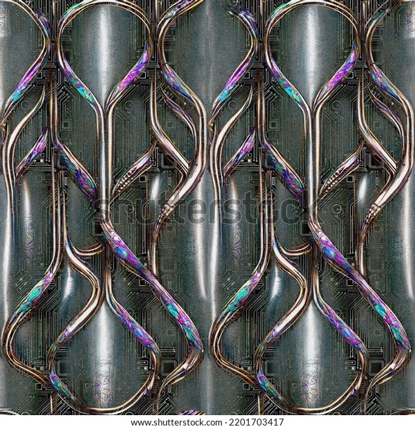 Steampunk Dieselpunk Seamless Pattern Od Wires Stock Illustration ...