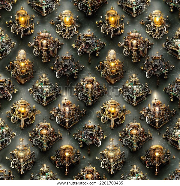 Steampunk Dieselpunk Seamless Pattern Od Wires Stock Illustration ...