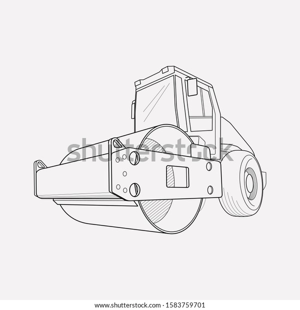 Steamroller Icon Line Element Illustration Steamroller Stock ...