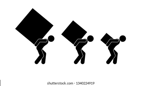 People Carry Box Stick Figure Man: vetor stock (livre de direitos ...