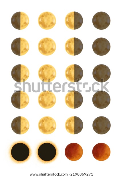 Stickers Moon Phases Eclipses Stock Illustration 2198869271 | Shutterstock