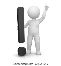 Exclamation Mark 3d Stickman Rendering Illustration Stock Illustration ...