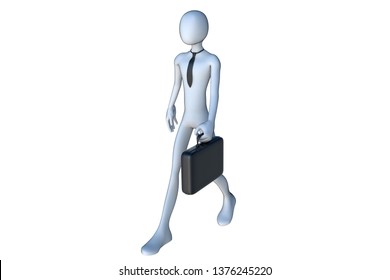 Stickman Walking Briefcase 3d Render 3d Stock Illustration 1376245220 ...