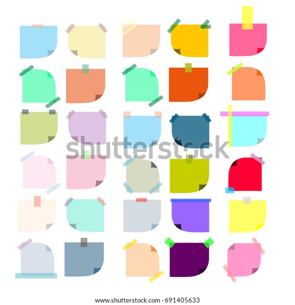 Sticky Notes Sheets Curved Corner Mock Stock Illustration 691405633 ...
