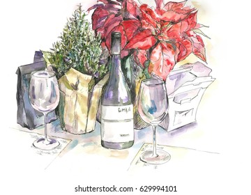 Still Life Dinner Table Setting Stock Illustration 629994101 | Shutterstock