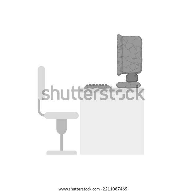 Stone Computer Prehistoric Pc Old Laptop Stock Illustration 2211087465 ...