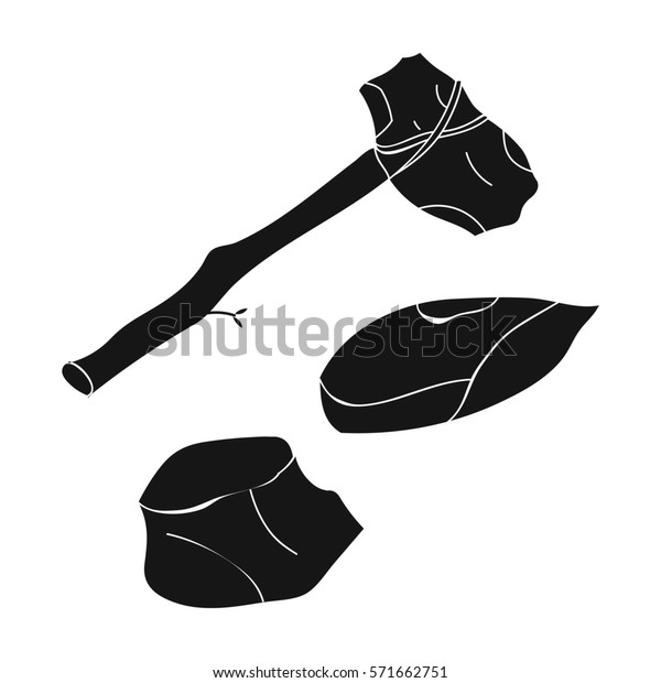 Stone Tools Icon Black Style Isolated Stock Illustration 571662751