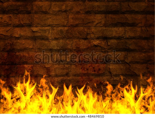Stone Wall On Fire Stock Illustration 48469810 | Shutterstock
