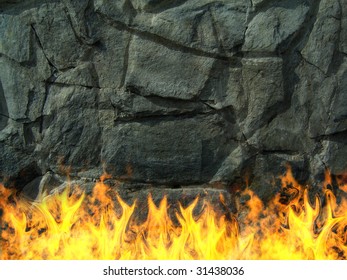 Stone Wall On Fire Background Stock Illustration 31438036 | Shutterstock