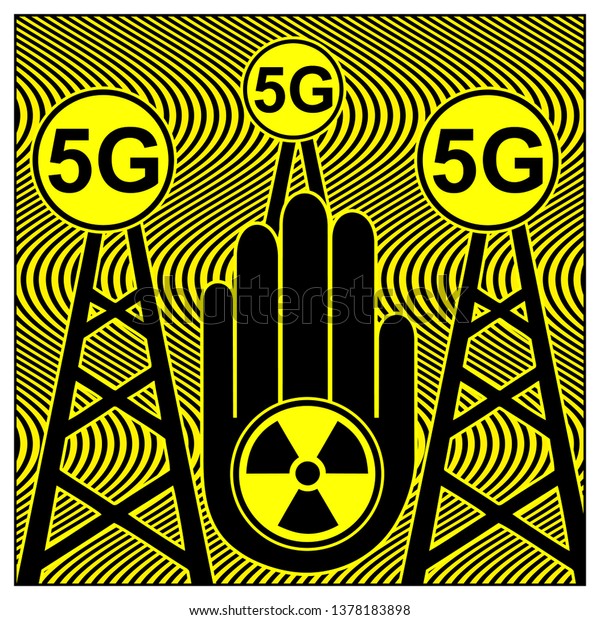 Stop 5g Technology Warning Sign Rf Stock Illustration 1378183898