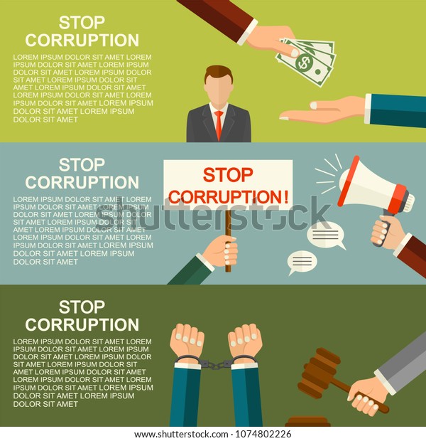 Stop Corruption Concept Handcuffs On Hands Stock Illustration ...