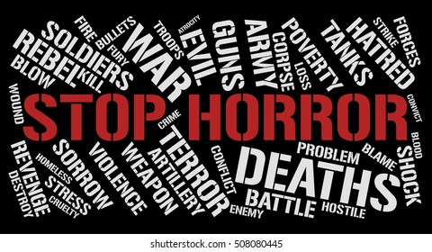 Stop Horror Word Cloud Concept Black Stock Illustration 508080445 ...