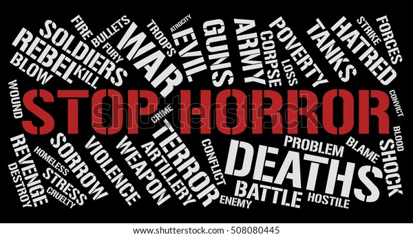 Stop Horror Word Cloud Concept Black Stock Illustration 508080445 ...