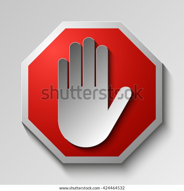 Stop No Entry Hand Road Sign 库存插图 424464532 | Shutterstock