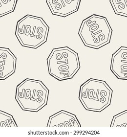 Stop Sign Doodle Seamless Pattern Background Stock Illustration ...