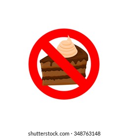 Stop Sweets Forbidden Cake Red Forbidding Stock Illustration 348763148