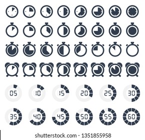 Stopwatch Clock Timer Icons Set Stock Illustration 1351855958 ...