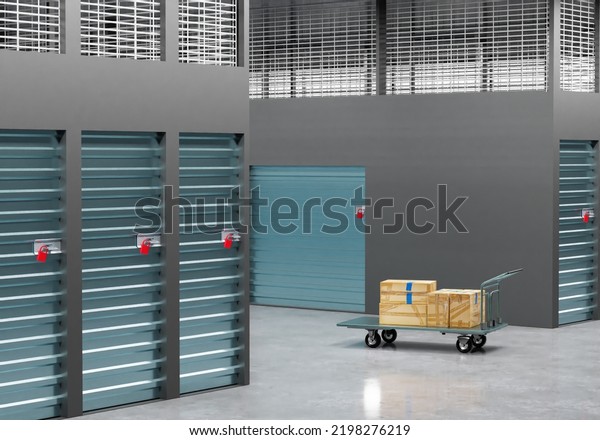 Storage Space Warehouse Containers Box Trolley Stock Illustration ...