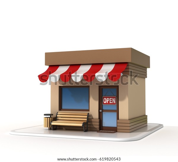 Ilustración de stock sobre Representación 3d frontal de la tienda 619820543