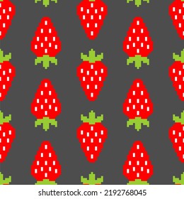 Strawberry Pixel Art Pattern Seamless Berry Stock Illustration ...