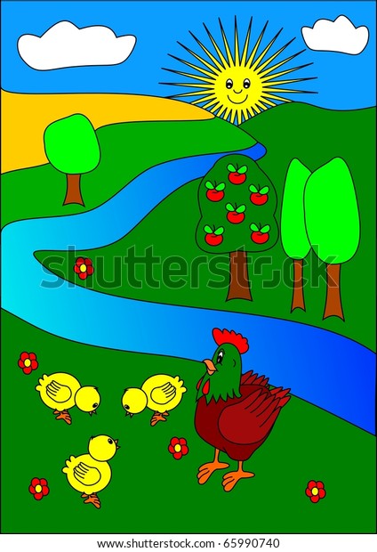 Stream Hens Chickens Stock Illustration 65990740 | Shutterstock