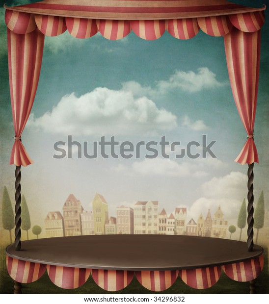 Street Theater Two Stock Illustration 34296832