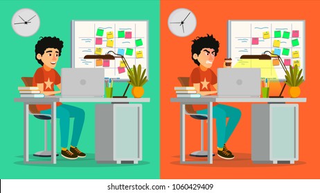 Stressed Out Man Vector Young Coder Stock Vector (Royalty Free) 1060375229