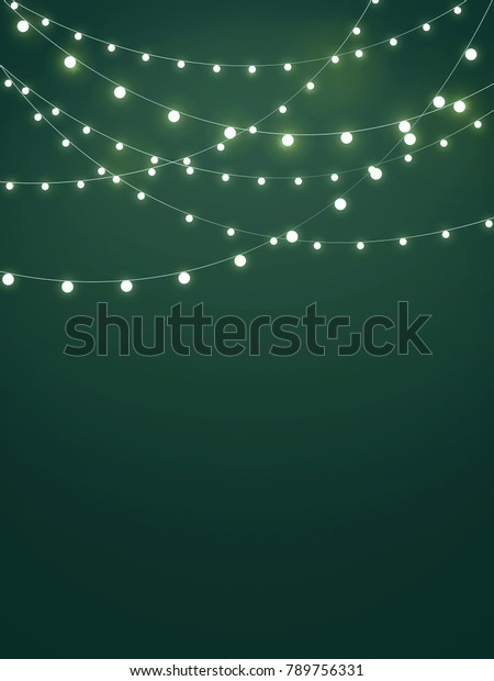 String Lights Green Background Decoration Stock Illustration 789756331 ...