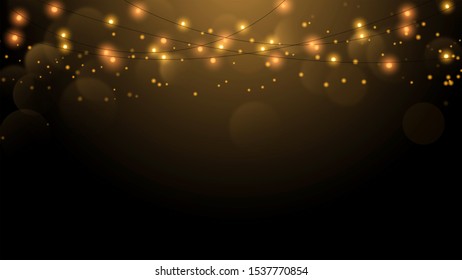 String Lights On Black Background Stock Illustration 1537770854 ...