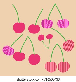 Striped Cherry Pattern Hand Drawn Stock Illustration 716505433 ...