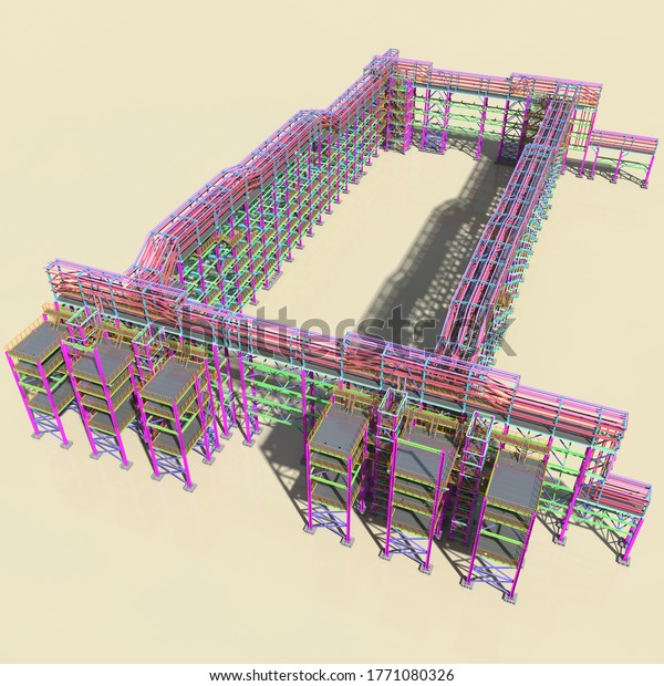 Structural Bim Model Large Industrial Building Stock Illustration ...