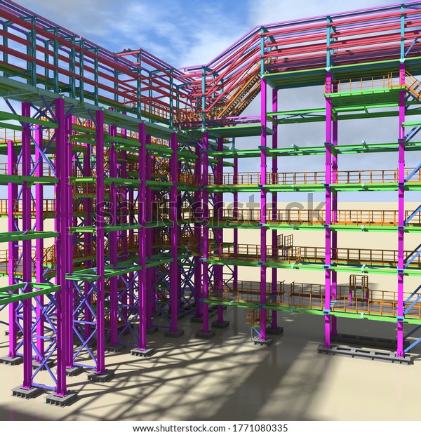 Structural Bim Model Large Industrial Building Stock Illustration ...