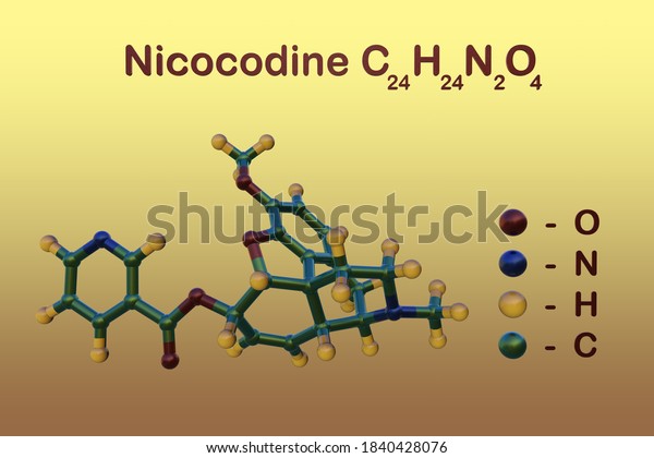 Structural Chemical Formula Molecular Model Nicocodine Stock ...
